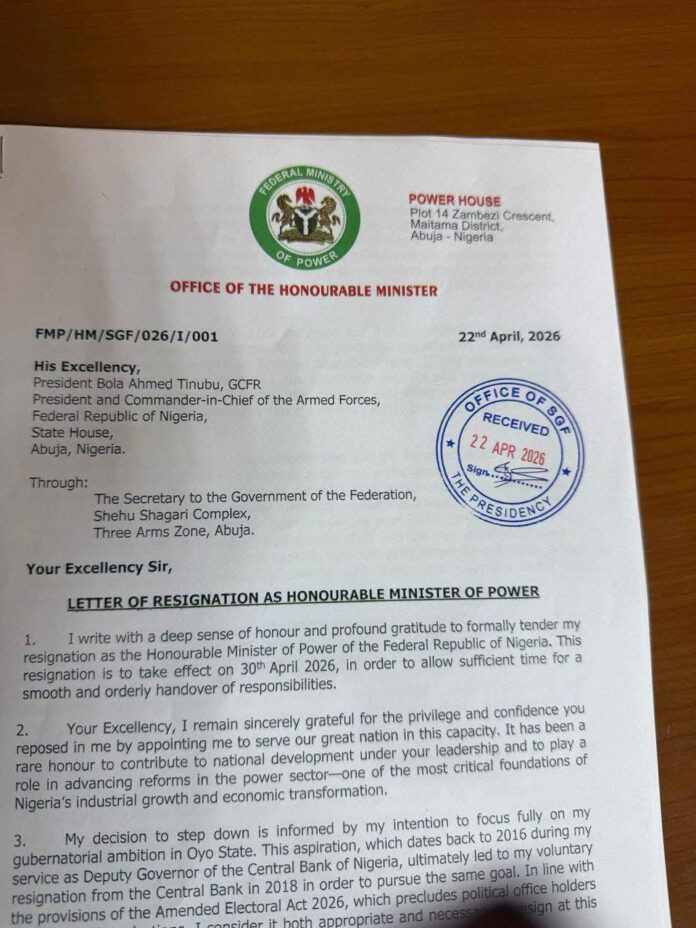 BREAKING: Adelabu Resigns as Power Minister to Pursue Oyo Governorship ...